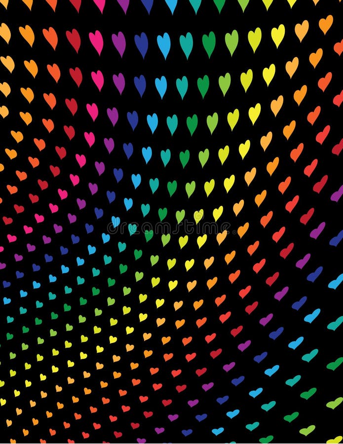 Rainbow Hearts On Black Background Stock Vector - Illustration of icons ...