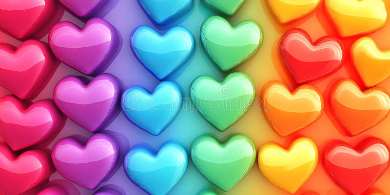 Rainbow Hearts Background Colorful Love Pattern Stock Illustration - Illustration of theme ...