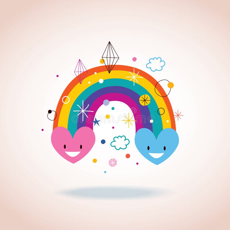 Rainbow Heart Shape Diamond Stock Illustrations – 279 Rainbow Heart ...