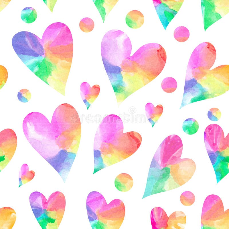 Rainbow Hearts Seamless Pattern Stock Illustration - Illustration of ...