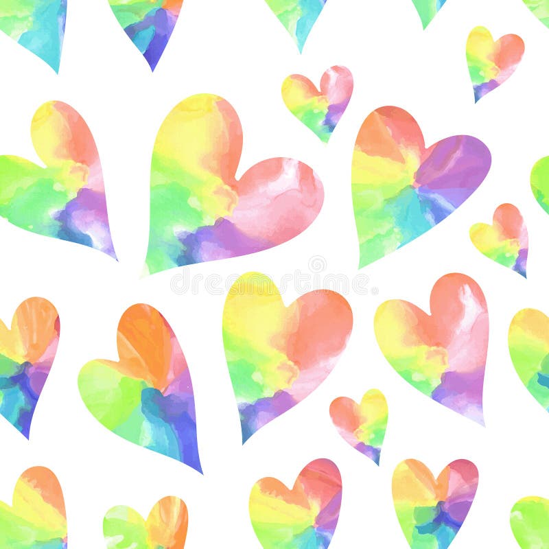 Rainbow Hearts Seamless Pattern. Stock Illustration - Illustration of ...