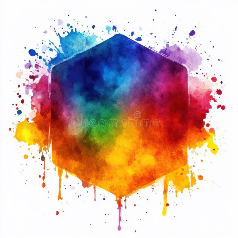 Rainbow Hexagon Watercolor Splash Abstract Art Stock Illustration ...