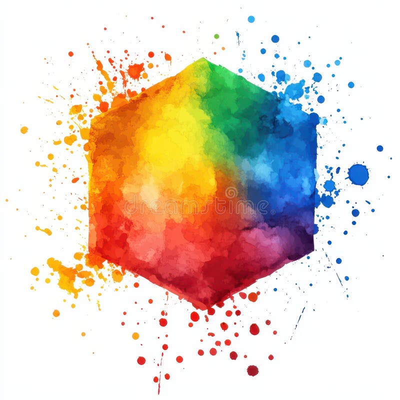 Rainbow Hexagon Watercolor Splatter Art Abstract Design Stock ...
