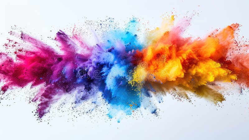 Rainbow Holi Powder Burst - Vivid Multicolored Explosion on White ...
