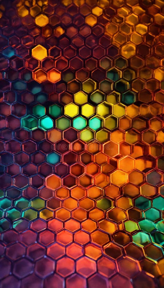 Rainbow Honeycomb: Digital Matrix Stock Illustration - Illustration of ...