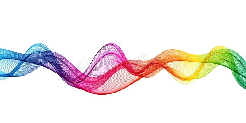 Rainbow Horizontal Transparent Wave on White Background, Design Element ...