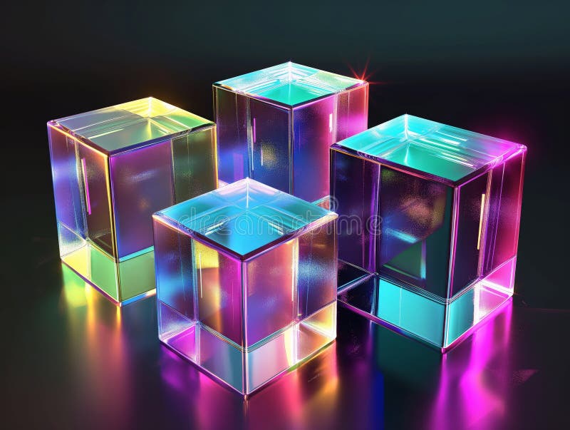 Rainbow Hued Cubes on Dark Background Stock Image - Image of design ...