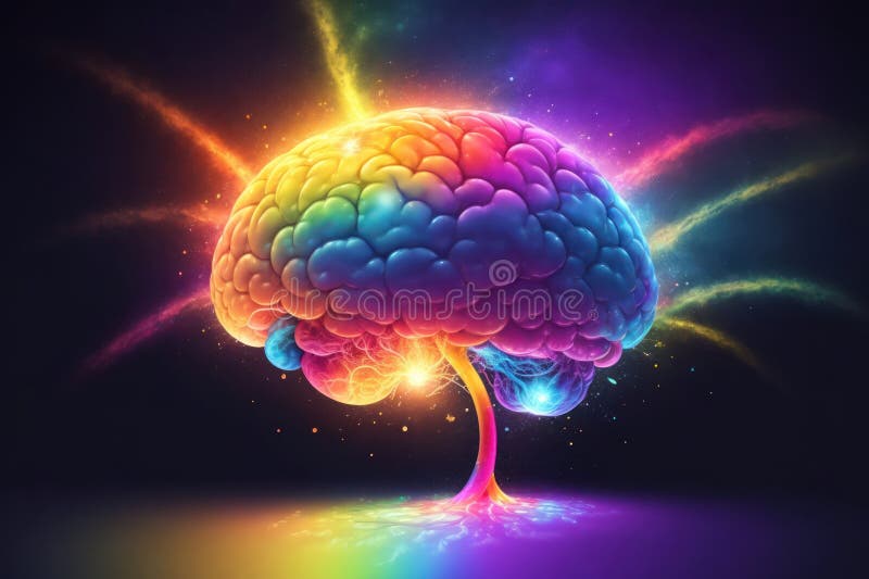 Rainbow Human Brain Explosion Cognitive Overload. Ai Generative Stock ...