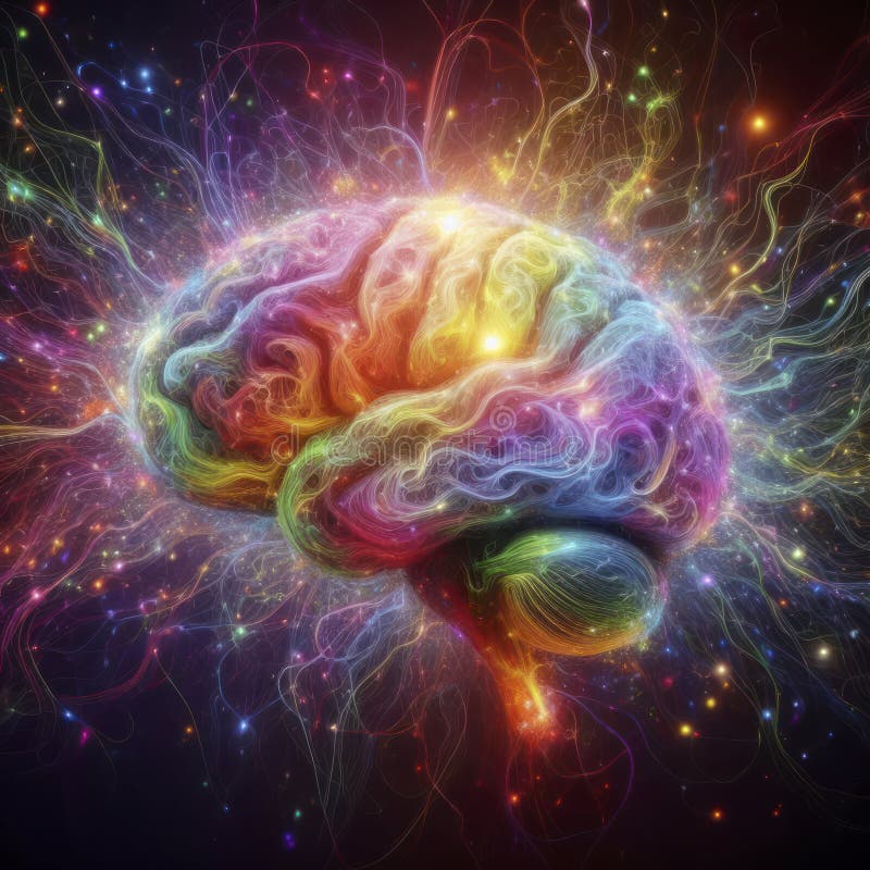 Rainbow Human Brain Explosion, World Mental Health Day. Ai Generative ...
