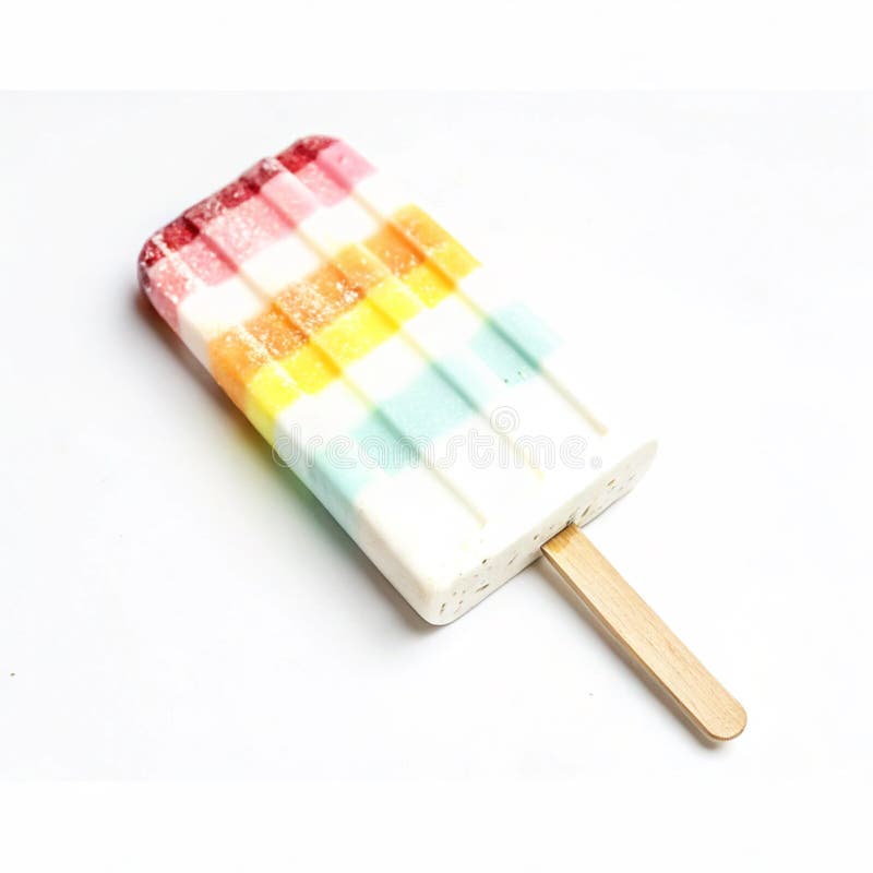 Rainbow Ice Cream on a Stick on White Background Stock Illustration ...