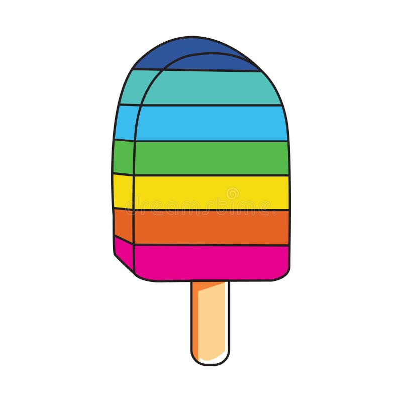 Rainbow Ice Cream Stick Isolated on White Background Stock Vector ...
