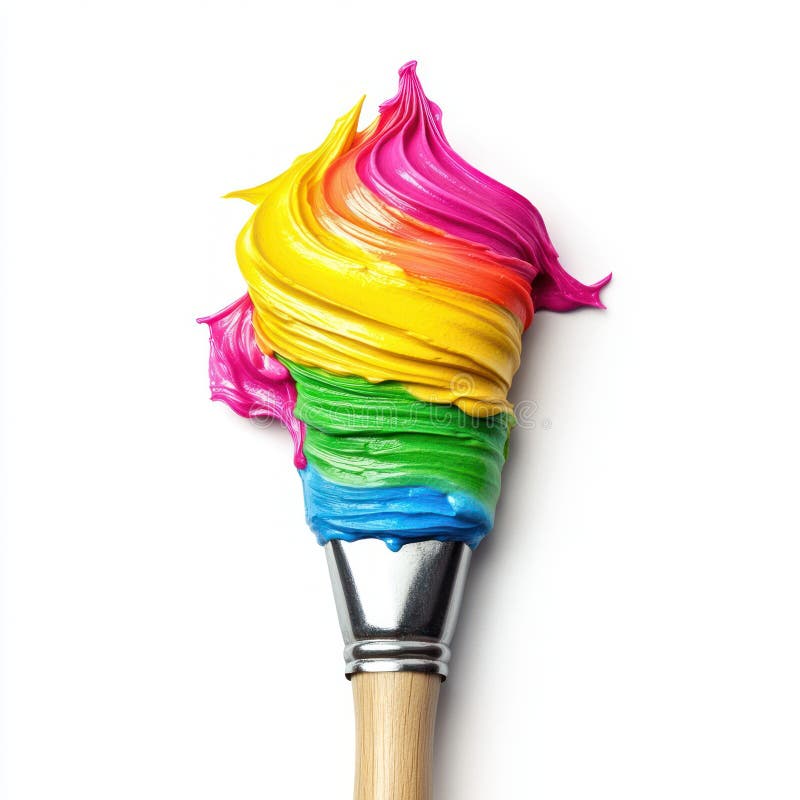 Rainbow Ice Cream Swirl on Paintbrush Creative Concept Stock ...