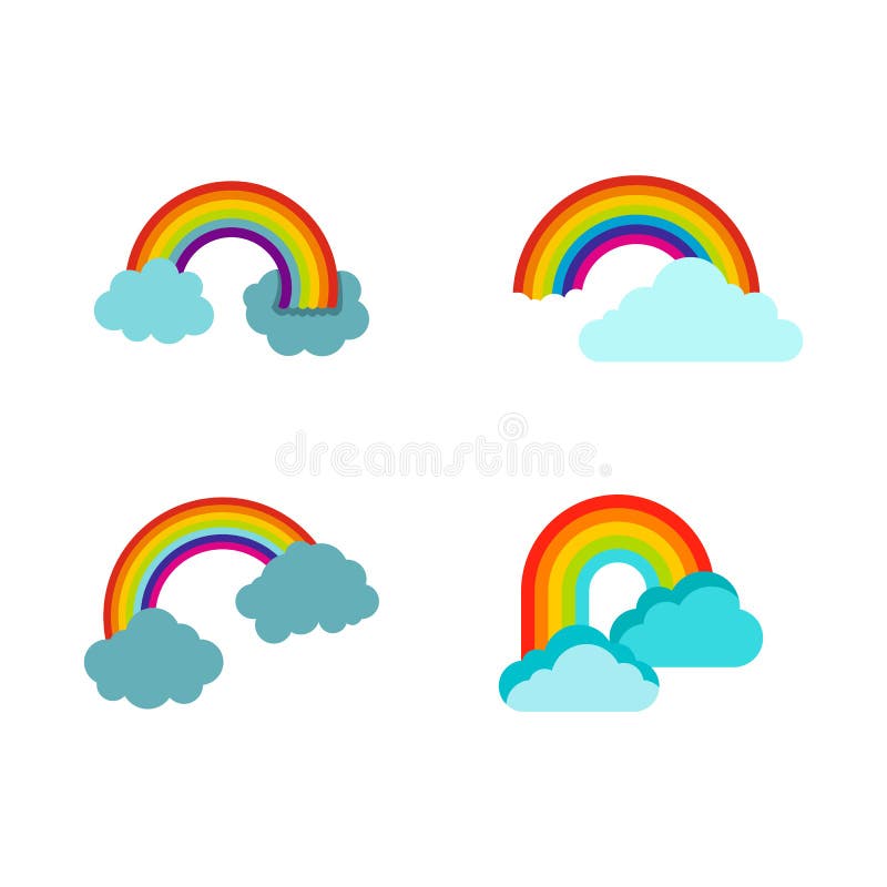 Rainbow Icon Set, Flat Style Stock Vector - Illustration of element ...
