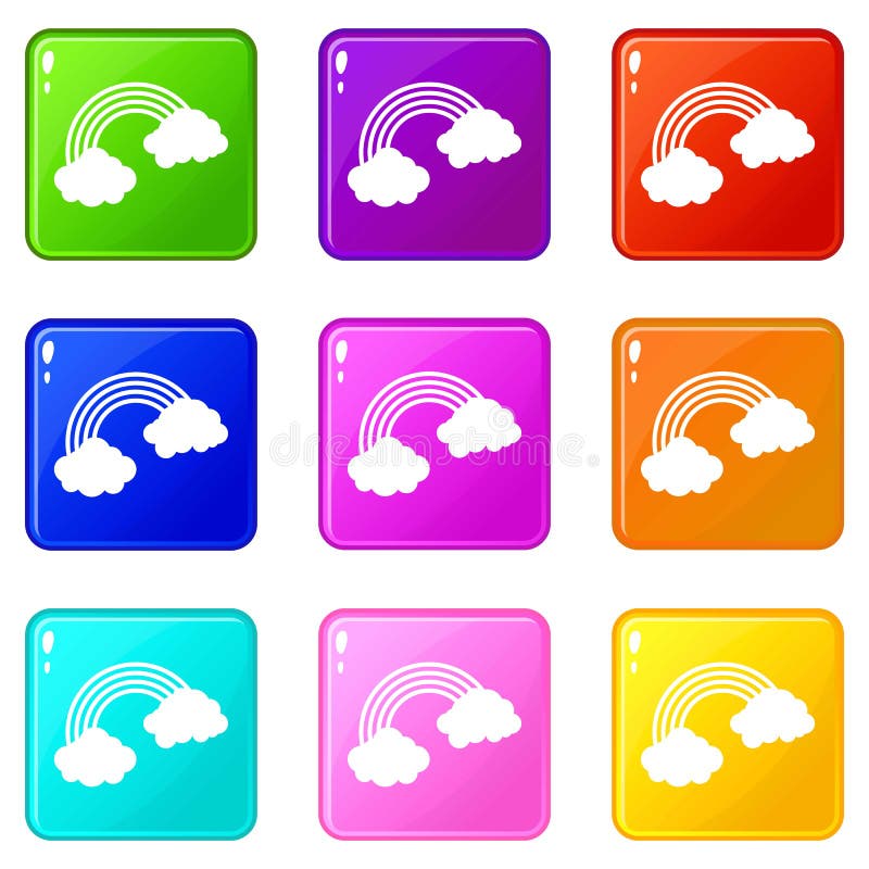 Rainbow icons 9 set stock vector. Illustration of fortune - 96154899