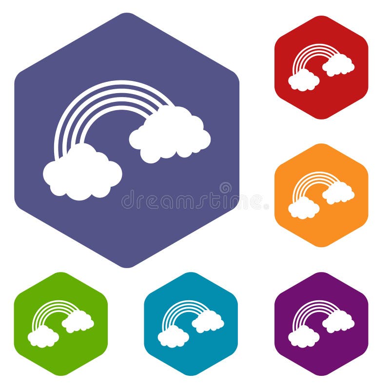 Rainbow icons set hexagon stock vector. Illustration of money - 91691575