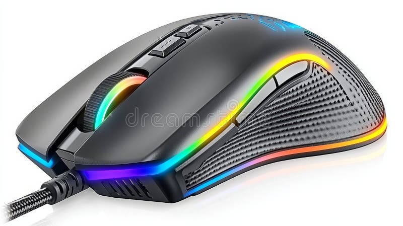 Rainbow Illuminated Computer Mouse Enhances Gaming and Workspaces Stock ...