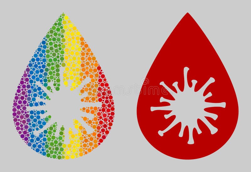 Rainbow Infected Blood Drop Mosaic Icon of Circles Stock Vector ...