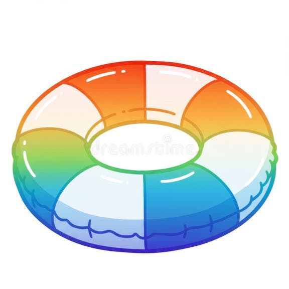 Rainbow Inflatable Ring Float for Summer Fun Stock Illustration ...