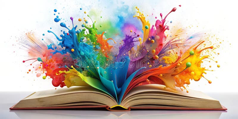 Rainbow Ink Explodes from Open Book a Creative Concept Stock ...