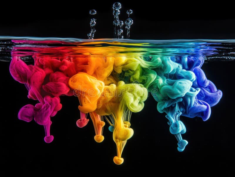 Rainbow Ink Exploding Underwater Abstract Art Stock Illustration ...