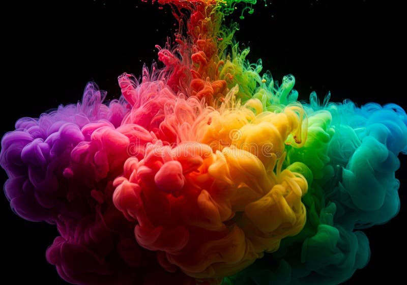 Rainbow Ink Exploding in Water Stock Illustration - Illustration of ...