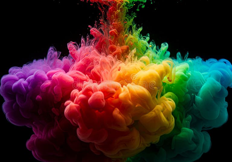 Rainbow Ink Exploding in Water Stock Illustration - Illustration of ...