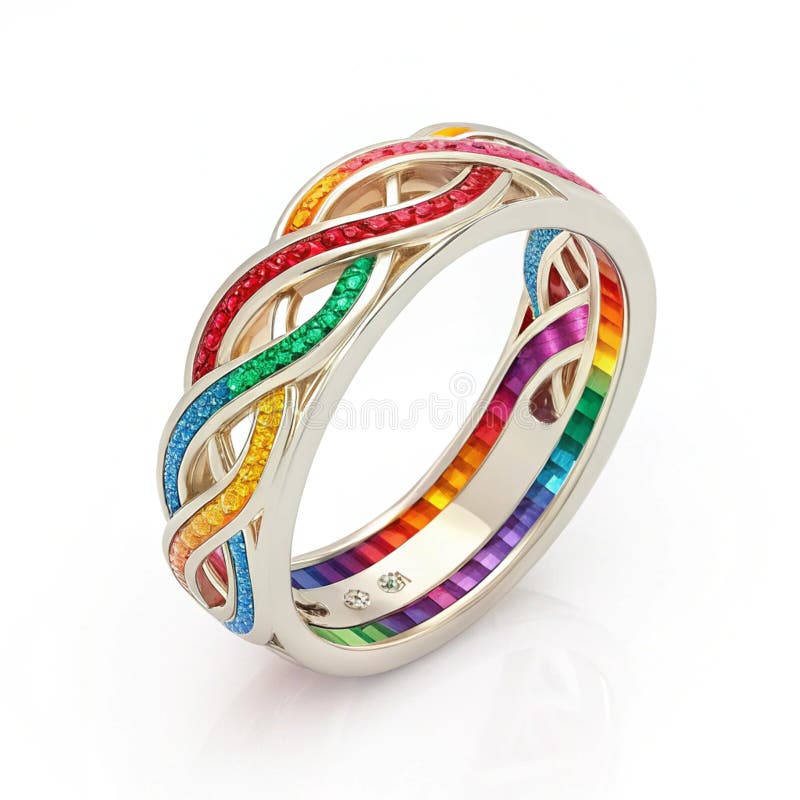 Rainbow Intertwined Ring 3D Render Stock Illustration - Illustration of ...