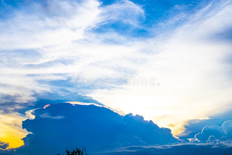 Rainbow! Iridescent Pileus Cloud Appears Over Sky Stock Photo - Image ...