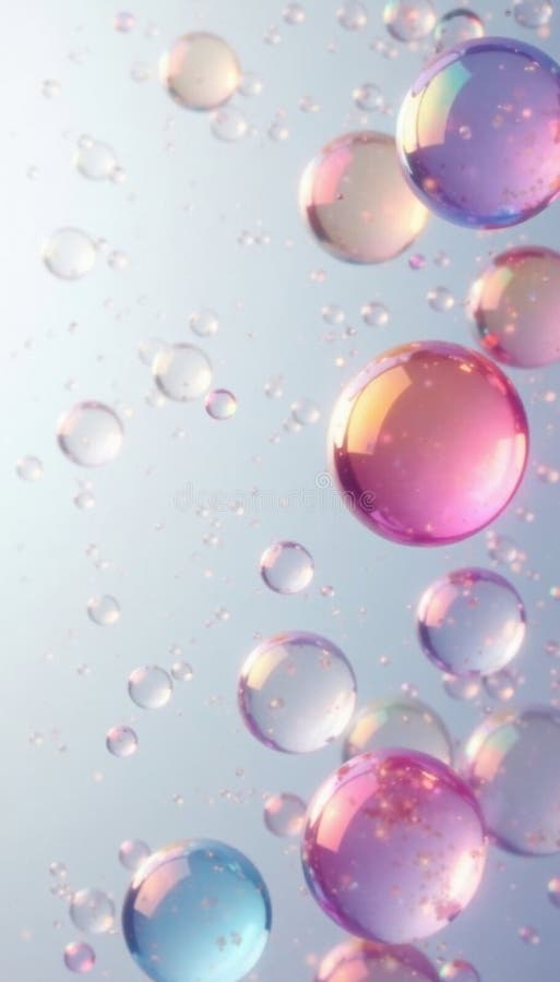 Rainbow Iridescent Soap Bubbles Float on White , Texture, Playful Stock ...