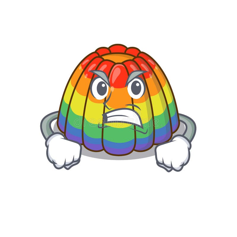 Rainbow Jelly Cartoon Character Style Having Angry Face Stock Vector ...