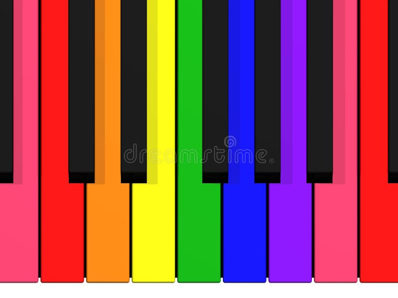 Piano Keys in Rainbow Colors Stock Illustration - Illustration of ...