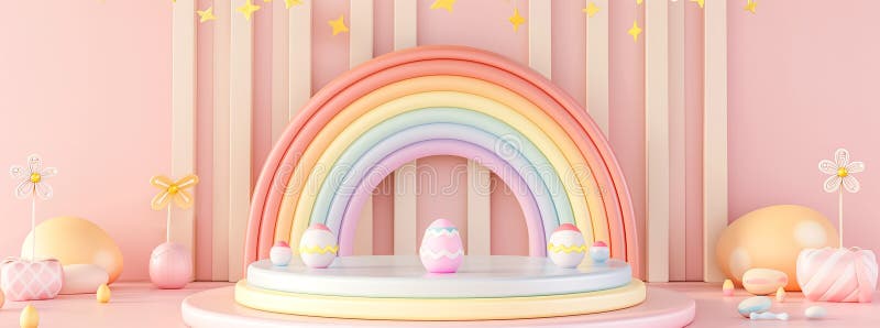 Rainbow Kids Colorful Day Stage Layout with Little Star and Clouds ...