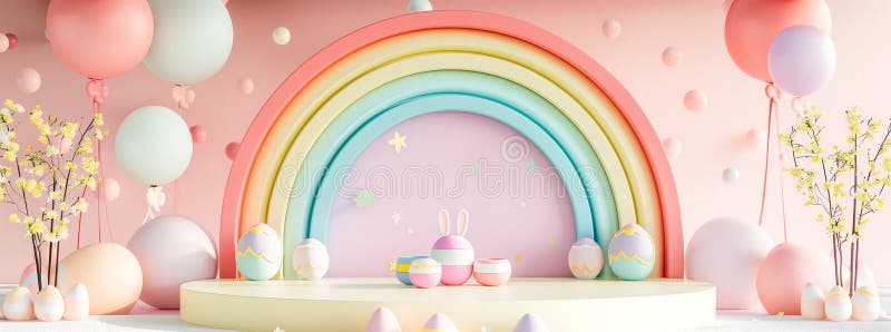 Rainbow Kids Colorful Day Stage Layout with Little Star and Clouds ...