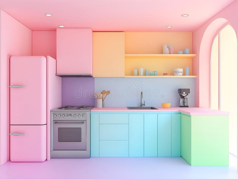 Rainbow Kitchen: a Vibrant Space with Pastel Cabinets in Multiple ...