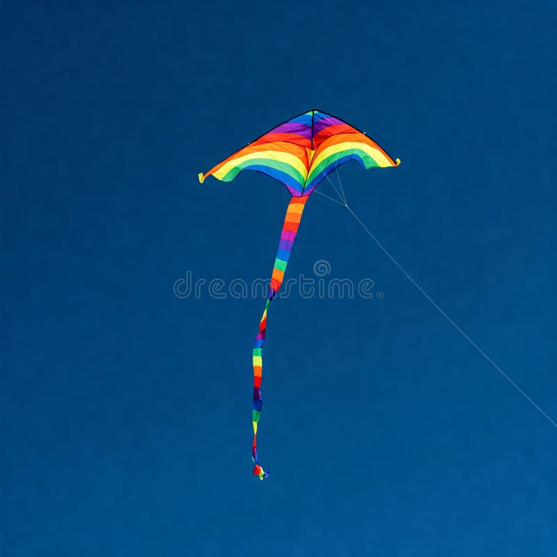 Rainbow Kite in the Blue Sky Stock Illustration - Illustration of ...