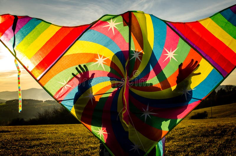 Rainbow kite stock image. Image of sunset, away, little - 82372205