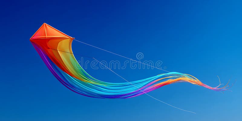 Rainbow Kite Soaring in Blue Sky Stunning Aerial View Stock ...