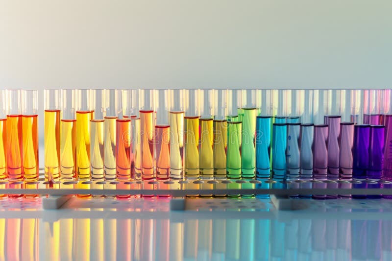 Rainbow Laboratory Test Tubes, Blurred Background, Color Laboratory ...
