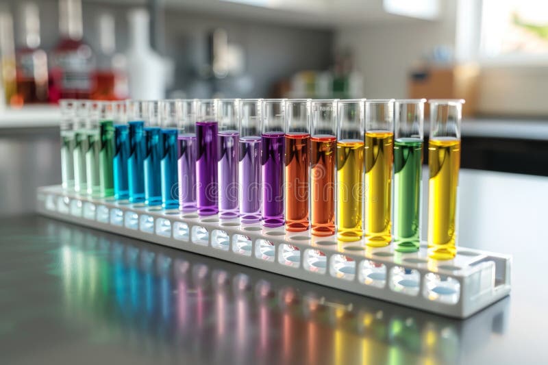 Rainbow Laboratory Test Tubes, Blurred Background, Color Laboratory ...