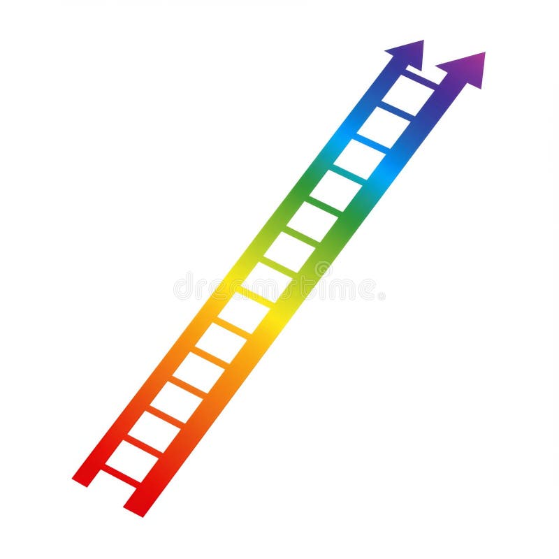 Rainbow Ladder Ascending Towards Success Stock Illustration ...