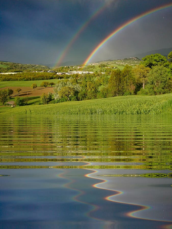 Rainbow Lake Abstract Creative Background Stock Photo - Image of lake ...