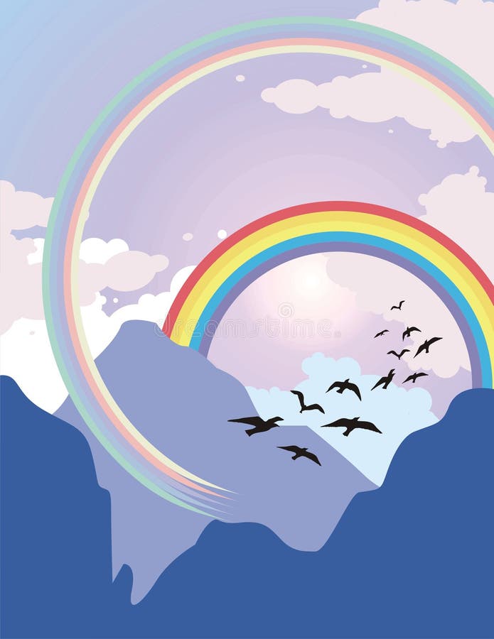 Rainbow landscape stock vector. Illustration of colourful - 17905076