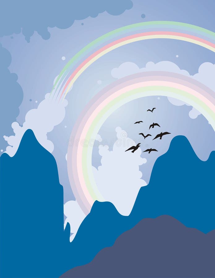 Rainbow landscape stock vector. Illustration of colourful - 17905076