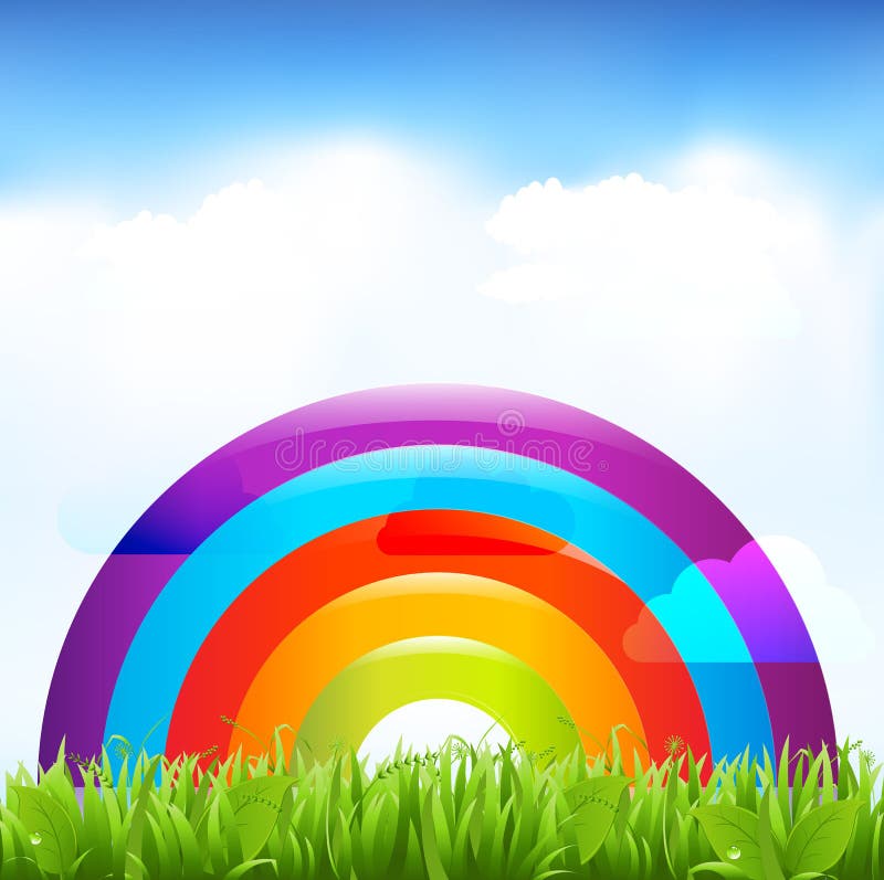 Landscape with Rainbow stock vector. Illustration of grow - 195703503