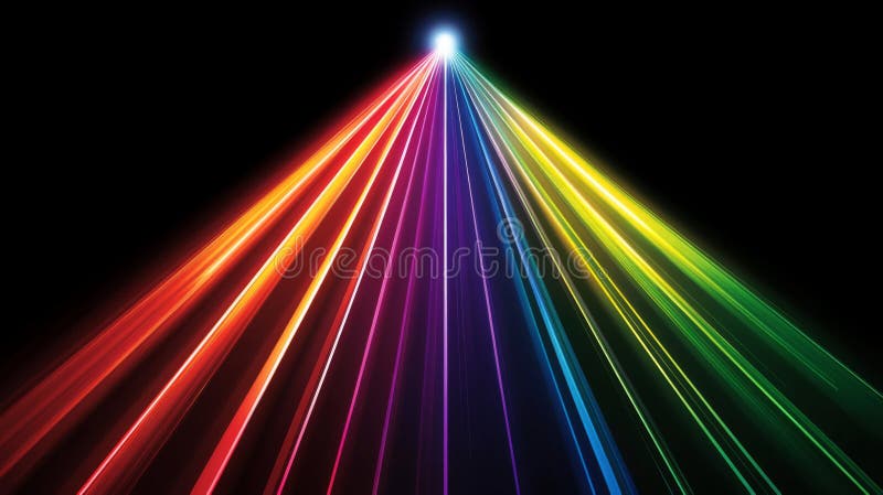 Rainbow Laser Light Streaks Converge at a Point Stock Illustration ...
