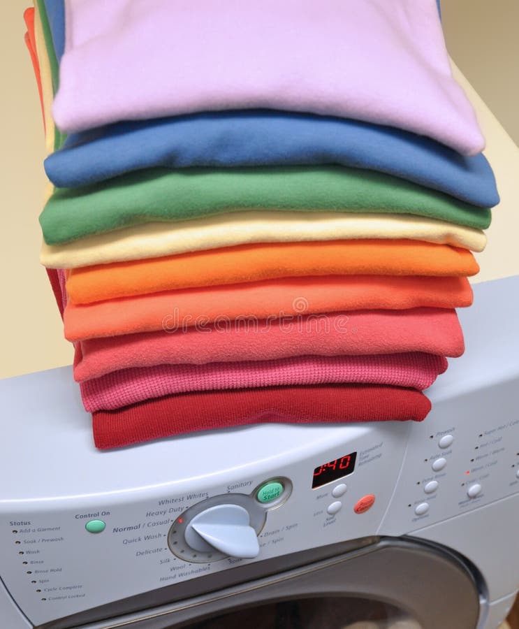 Rainbow Laundry on Washing Machine Stock Image - Image of appliance ...
