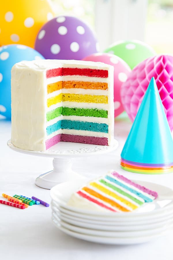 Rainbow layer cake stock photo. Image of hats, sweet - 48744534