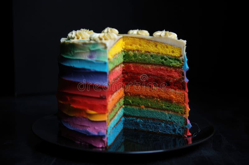 Rainbow Layer Cake, with Each Layer Differing in Color and Flavor Stock ...