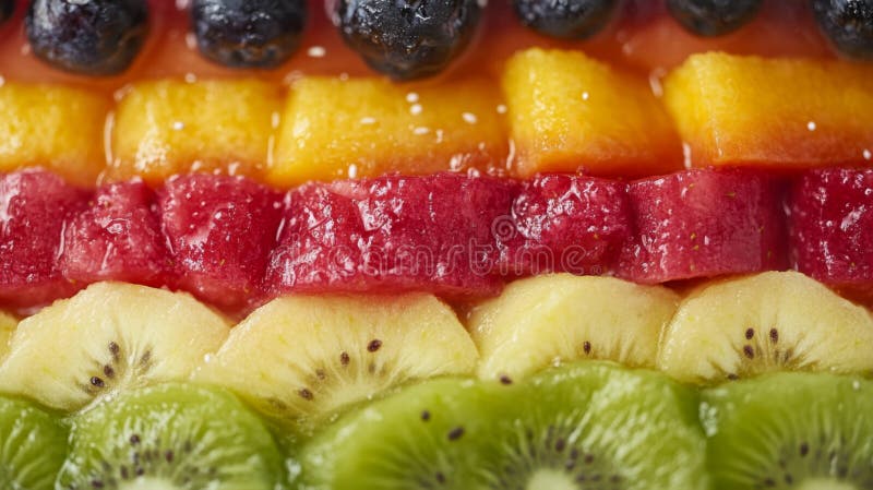 Rainbow Layered Fruit Dessert with Blueberries Stock Illustration - Illustration of detail ...