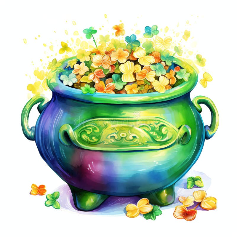 Pot Gold Rainbow Watercolor Stock Illustrations – 68 Pot Gold Rainbow ...